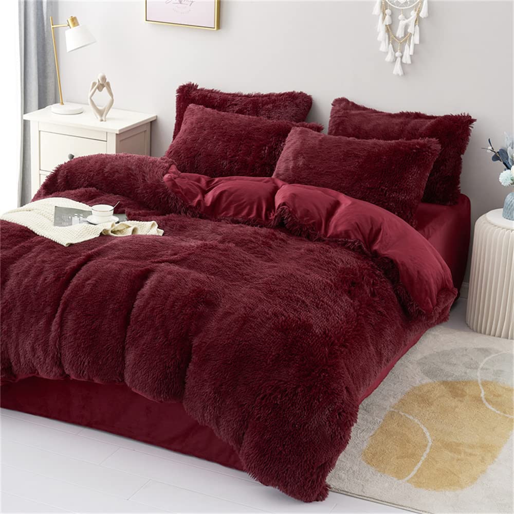 Shaggy Soft Faux Fur Quilt / Razai ( Maroon ) King Size – Ali Bedding Store